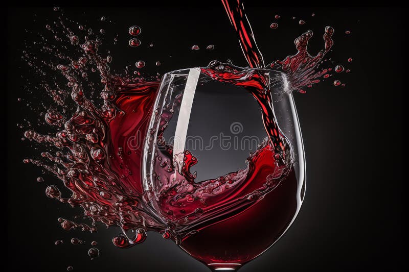 Wine Glass with Red Wine Splash on Dark Background. Pouring Red Wine ...