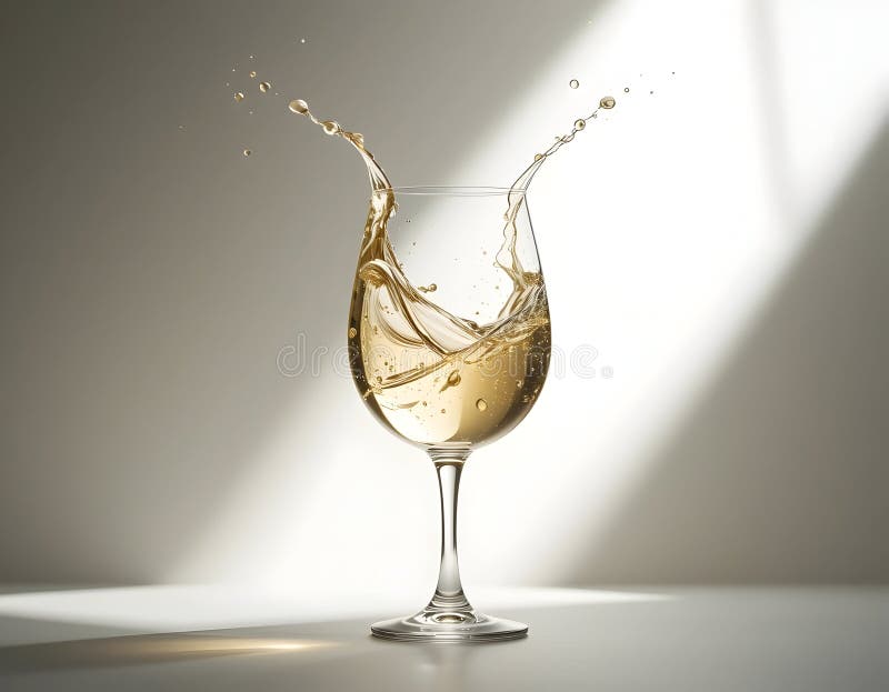 Wine Glass Splash Showing Liquid Movement Against Soft Light Backdrop ...