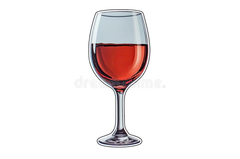 Wine Glass Sticker on Isolated White Background Stock Illustration ...