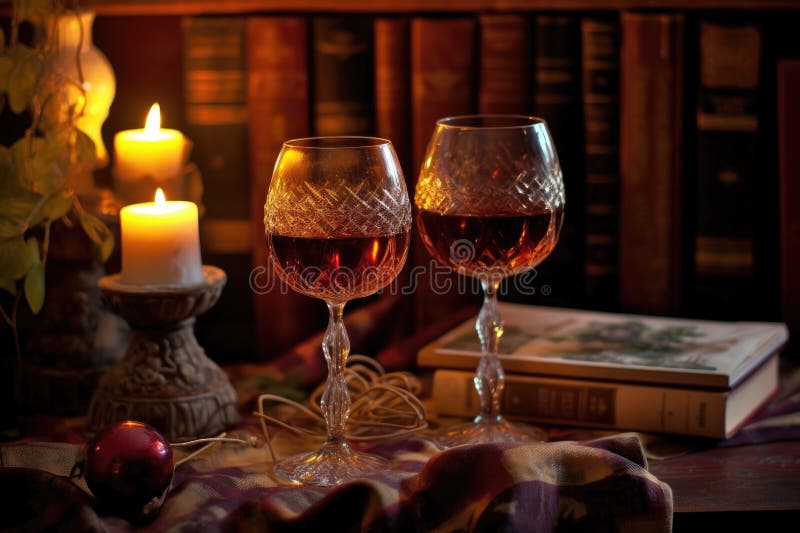 Wine Glasses by Candlelight with Romantic Ambiance Stock Photo - Image ...