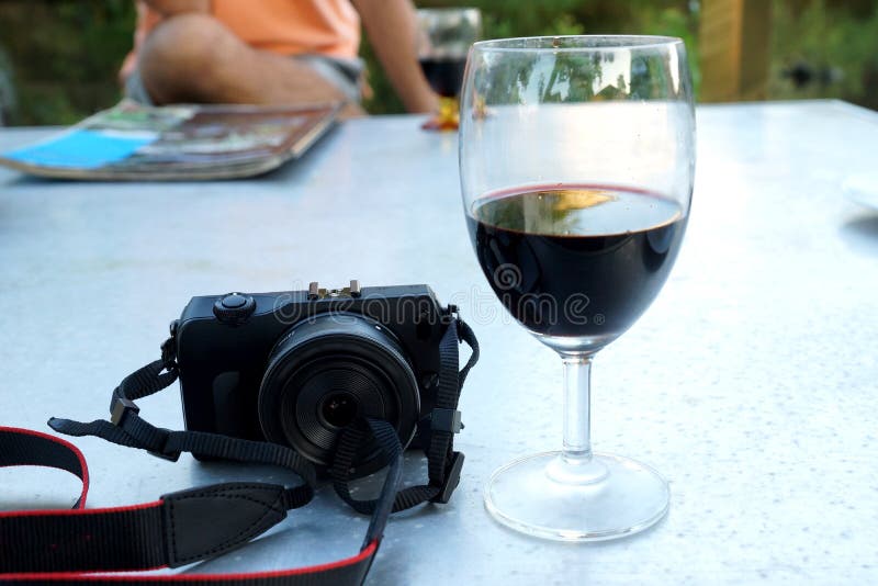 Wine Glasses and Digital Cameras Stock Image - Image of standing ...