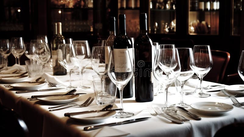 Wine and Glasses - Elegant Business Dinner, Surrounded by Wine Glasses ...