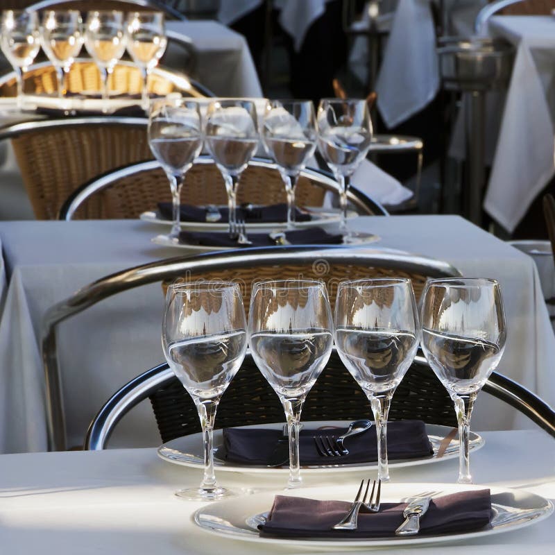 Glasses Empty Table Setting Restaurant Decoration Stock Image - Image ...