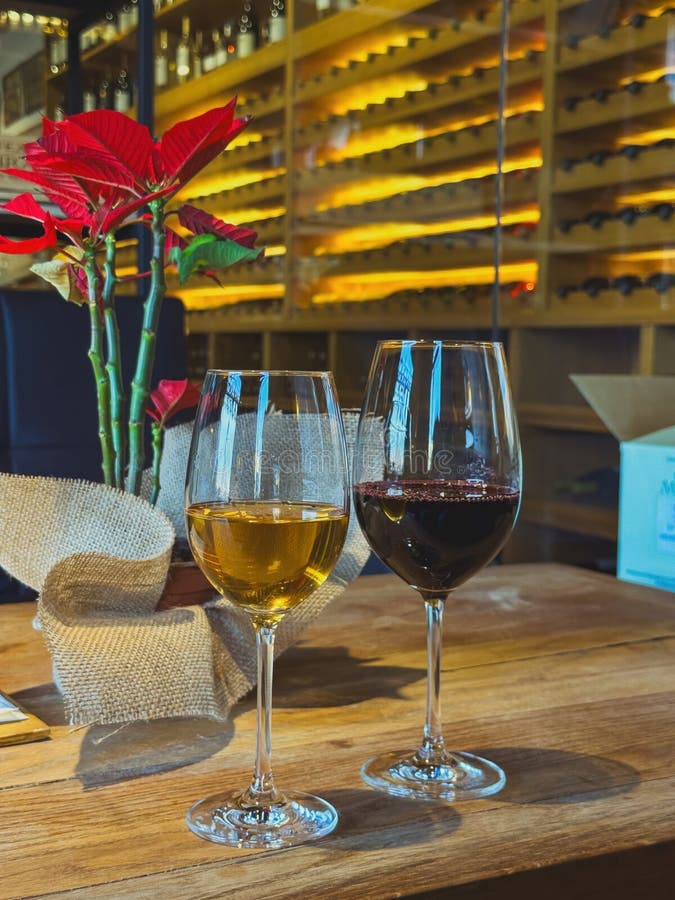 Wine Glasses Filled Red White Cellar Setting Stock Photos - Free ...
