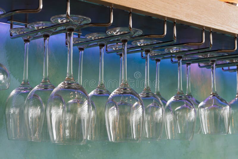 Stemware Hanging from Ceiling Rack for Elegant Display in Bar Stock ...