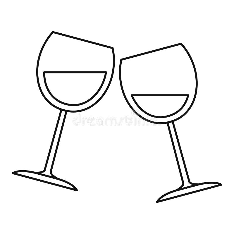 Wine Glasses Icon, Outline Style Stock Vector - Illustration of ...