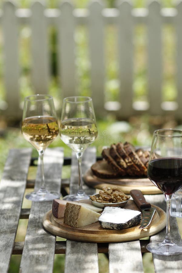 Wine in Glasses and Refreshments at the Winery Stock Image - Image of ...