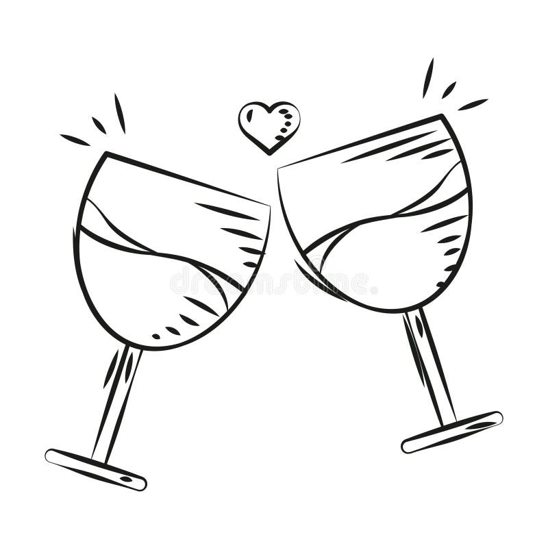 Wine Glasses in Toast. Vector Stock Vector - Illustration of minimal ...