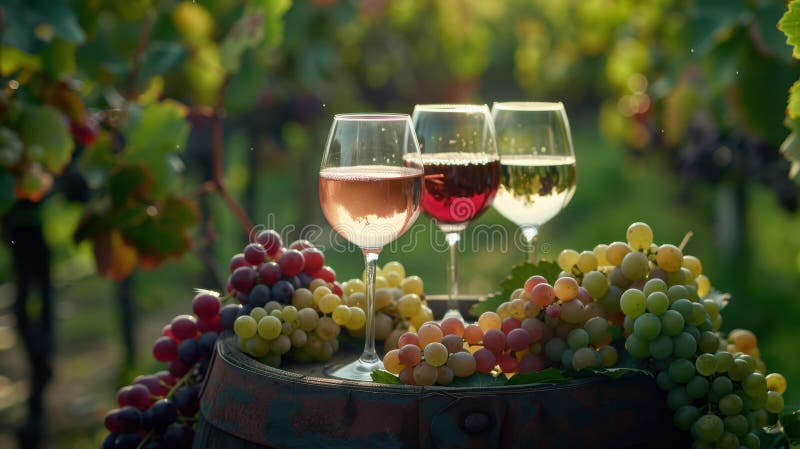 The Wine Glasses in Vineyard. AI Generated Stock Image - Image of ...