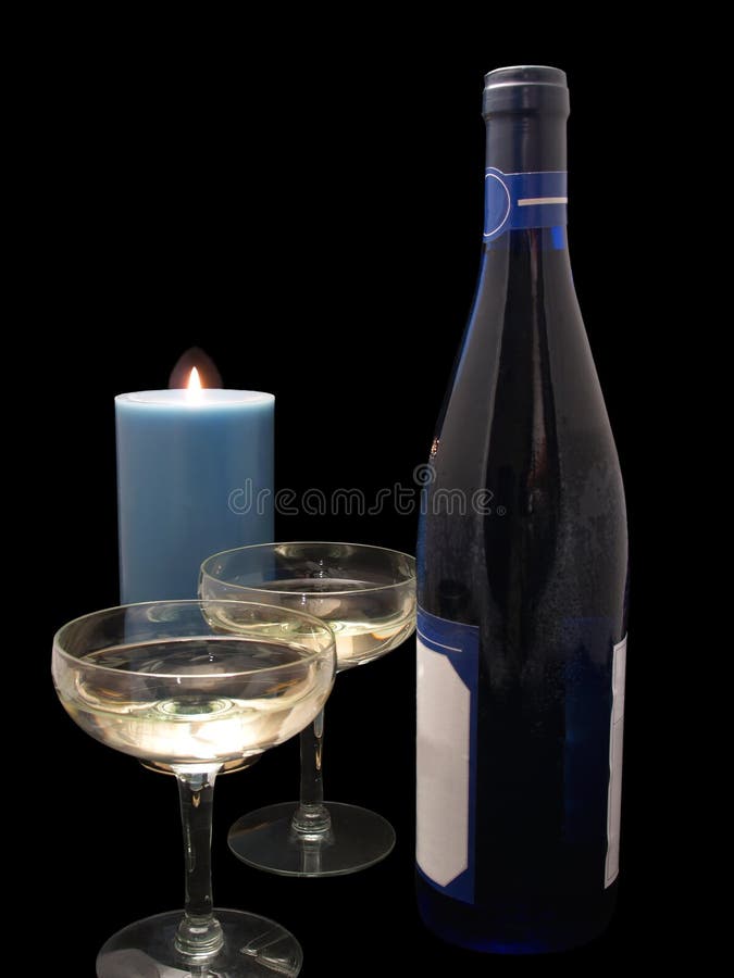 Wine, goblets, and candle stock image. Image of glasses - 1701203
