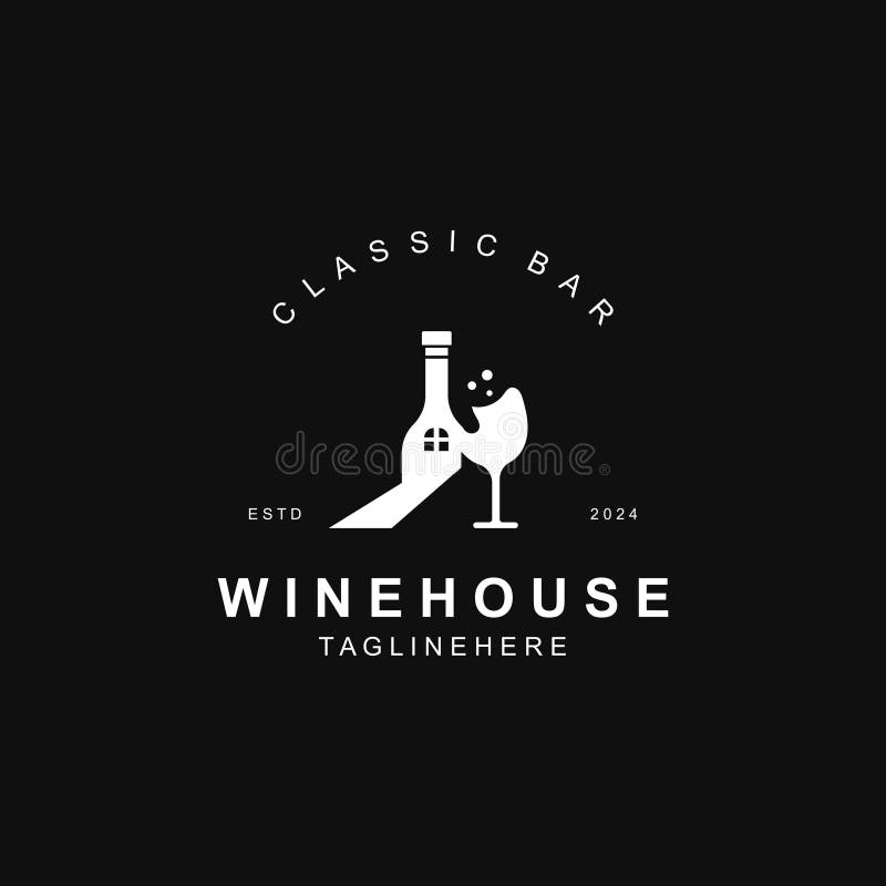 Wine House Logo Design Creative with Drink Glass and House Template ...