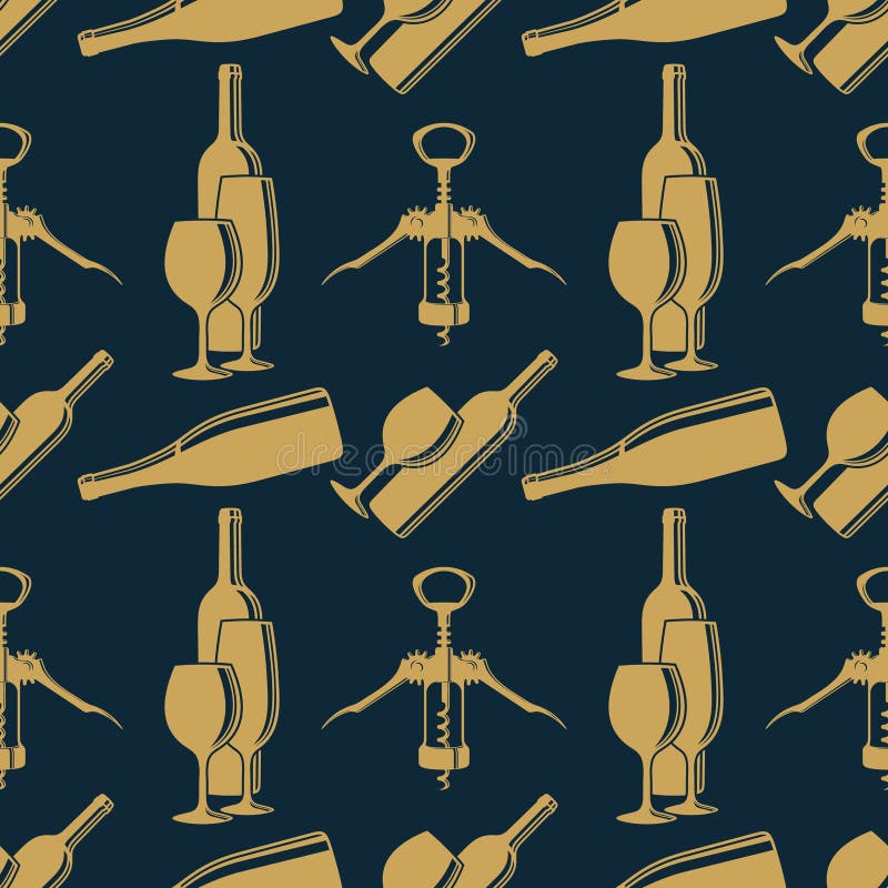 Wine House Seamless Pattern with Wine Bottles Stock Vector - Illustration of vineyard ...