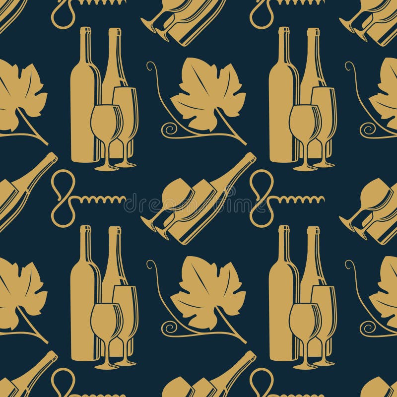 Wine House Seamless Pattern with Wine Bottles Stock Vector - Illustration of corkscrew ...