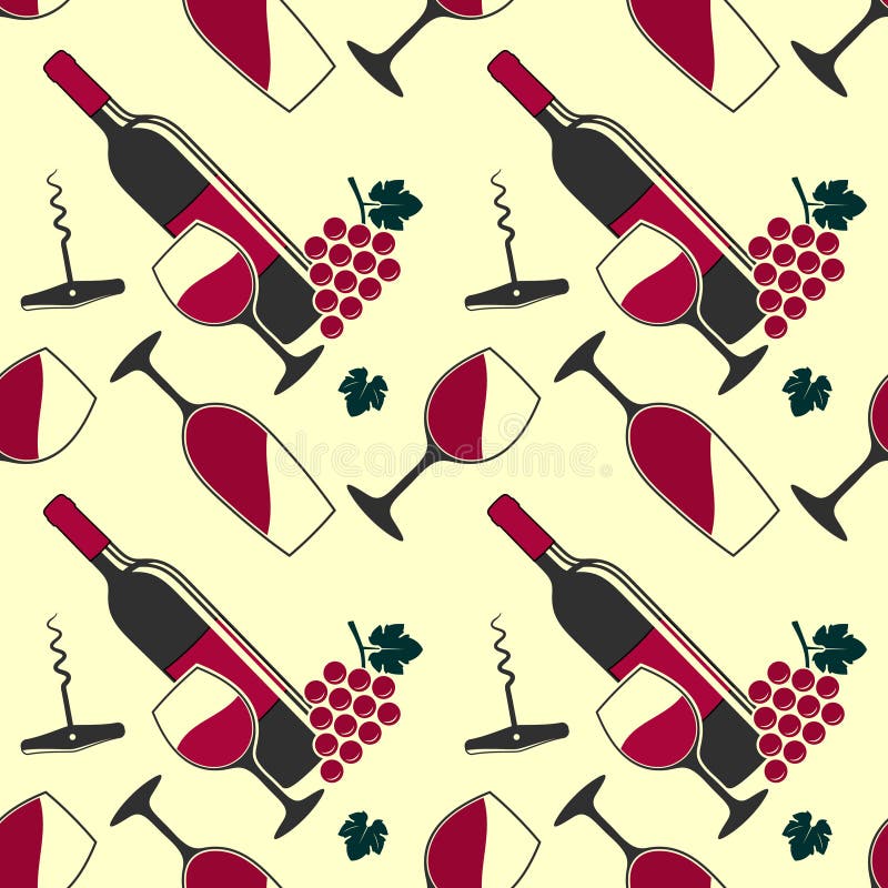 Wine House Seamless Pattern with Wine Bottles Stock Vector - Illustration of winemaking, glass ...