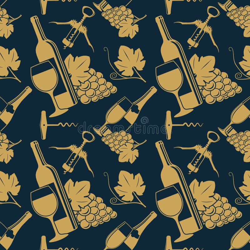 Wine House Seamless Pattern with Wine Bottles Stock Vector - Illustration of vineyard, glass ...