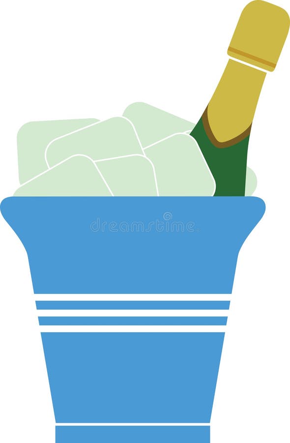 Wine with Ice Color Vector Bottle of Champagne with Ice Bucket Ice Cube ...