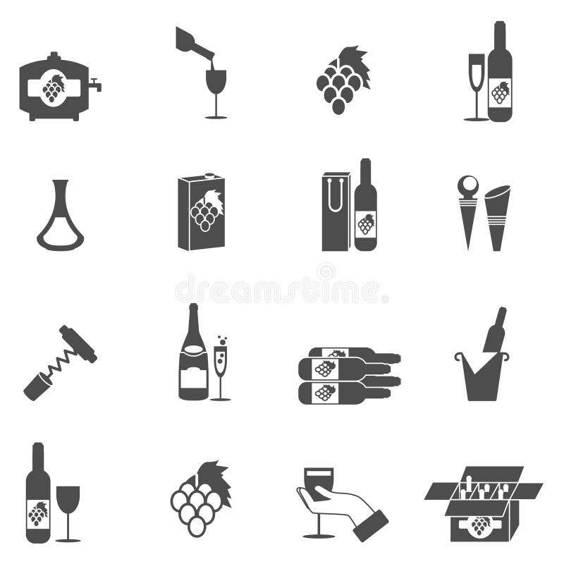 Wine Icon Set stock vector. Illustration of cellar, bottle - 54546615