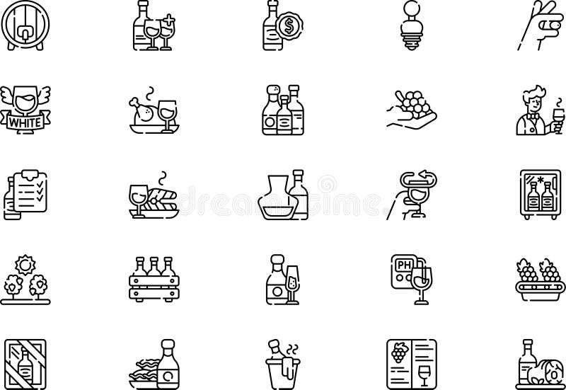 Wine Icons Collection is a Vector Illustration with Editable Stroke ...