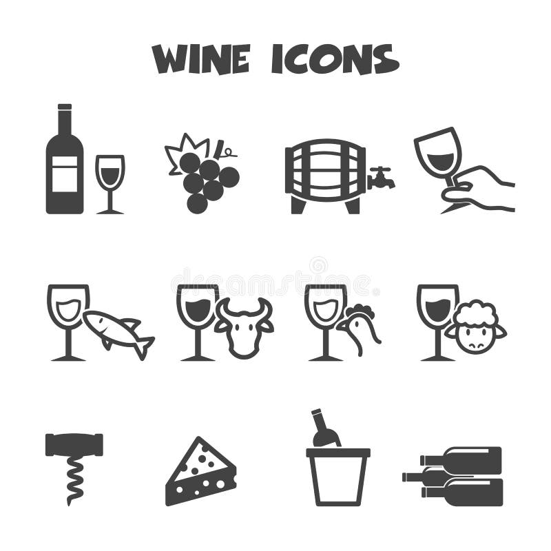 Wine icons stock vector. Illustration of isolated, leaf - 42317565