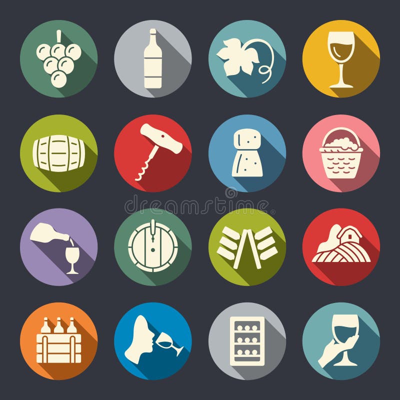 Wine icons stock vector. Illustration of circle, element - 97220747