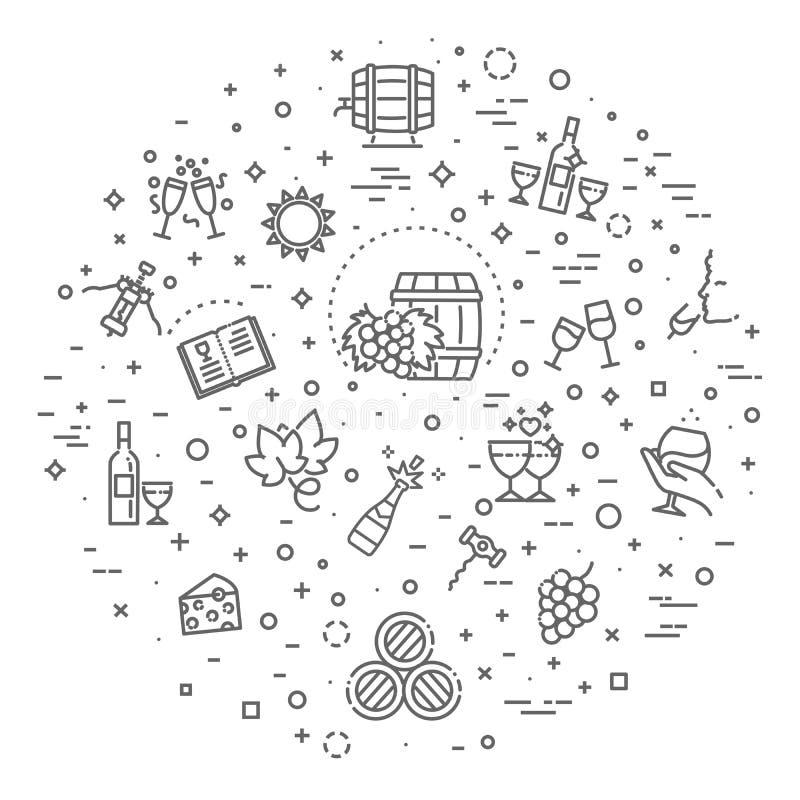 Simple Set of Wine Related Vector Line Icon Stock Vector - Illustration ...
