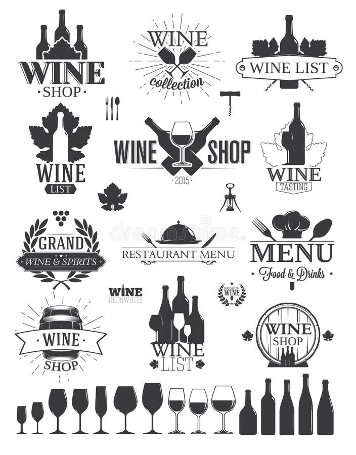 Wine Labels and Logos stock vector. Illustration of quality - 59562234