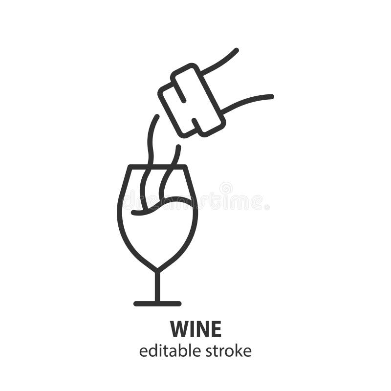 Wine Line Icon. Wine Bottle, Glass Symbol. Editable Stroke Stock ...