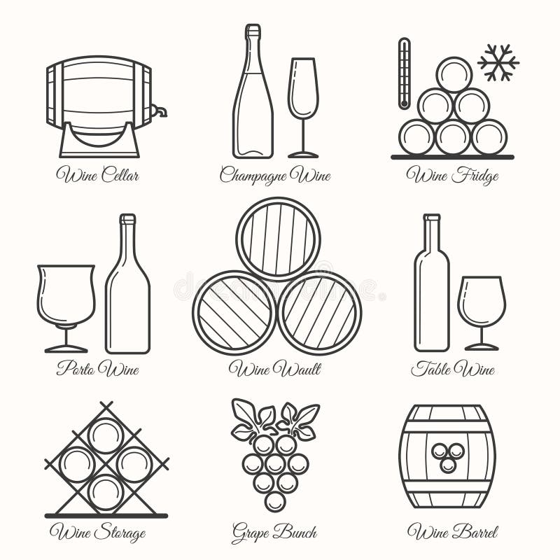 Wine line icons stock vector. Illustration of outline - 72265519