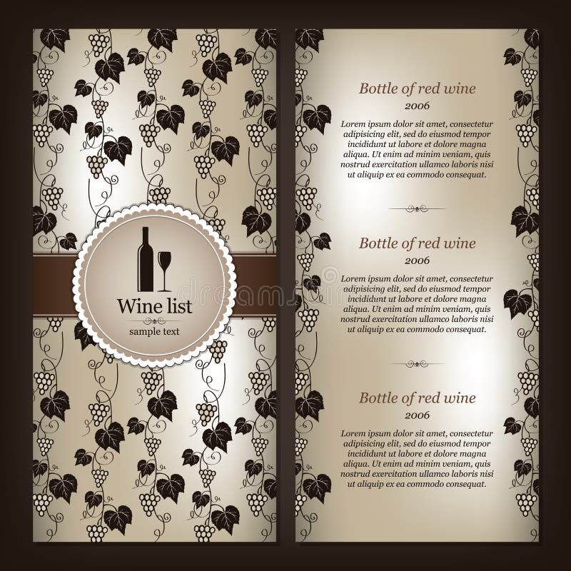Wine list design stock vector. Illustration of list, element - 23787555