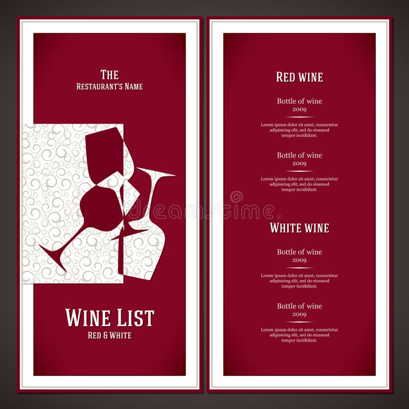 Wine List Funky Menu Design Concept Stock Vector - Illustration of ...