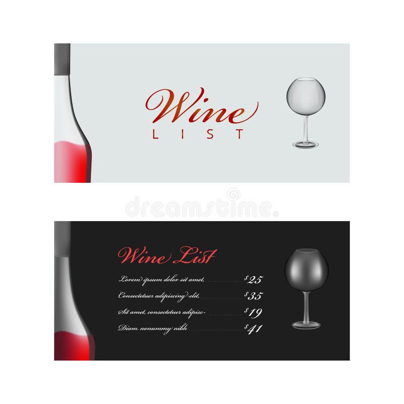 Wine List Menu Template on White and Black Stock Vector - Illustration ...