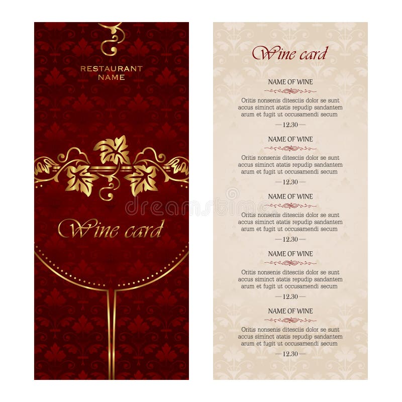 Wine List Vector Design Template - Vintage Style Stock Vector ...