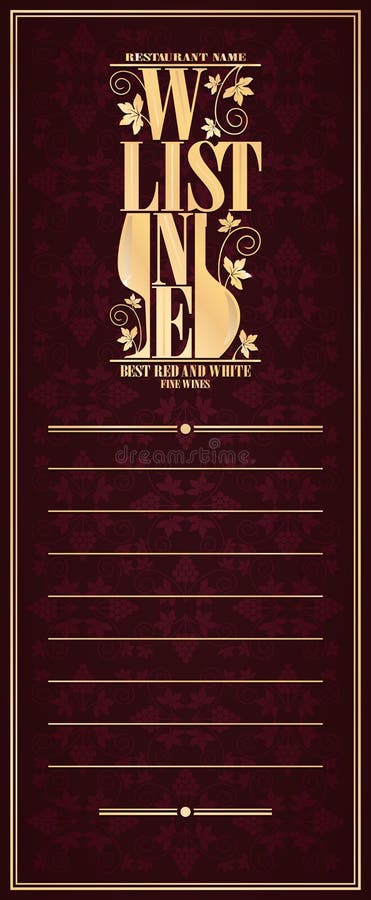Wine List Vintage Design Card Stock Vector - Illustration of long ...