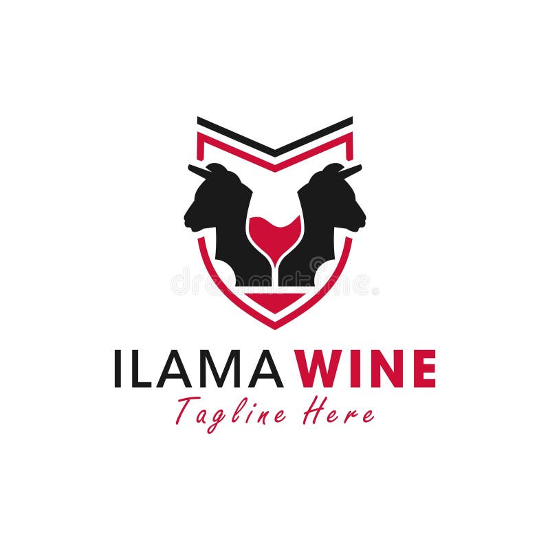 Wine and llama shield logo stock vector. Illustration of graphic ...