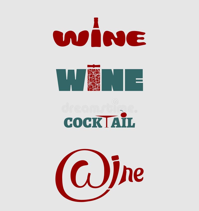Wine Logo Design Set. Typography Concept for Vineyard. Stock ...