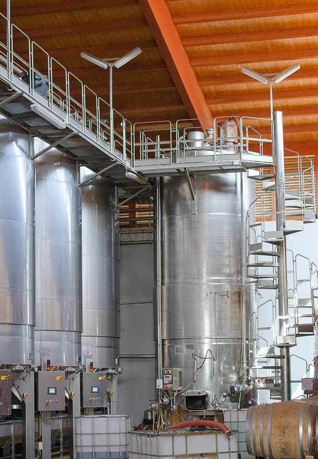 Wine Fermentation in Big Vats Stock Photo - Image of tanks, metal: 26843822
