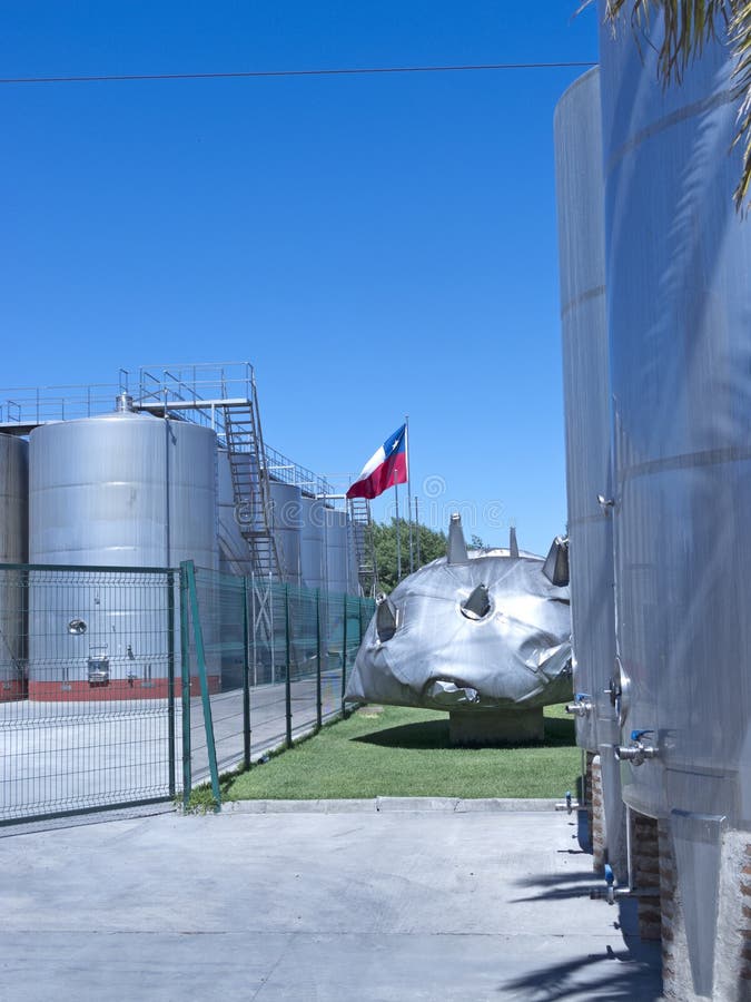 Wine Metallic Fermentation Tanks. Maule Valley, Chile Stock Image ...