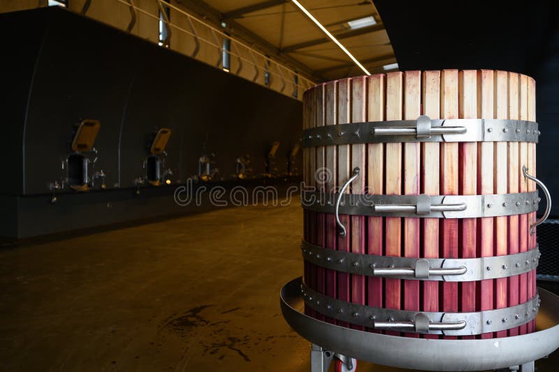 Wine Mixing during Fermentation Process in Barrel, Bordeaux Vineyard ...