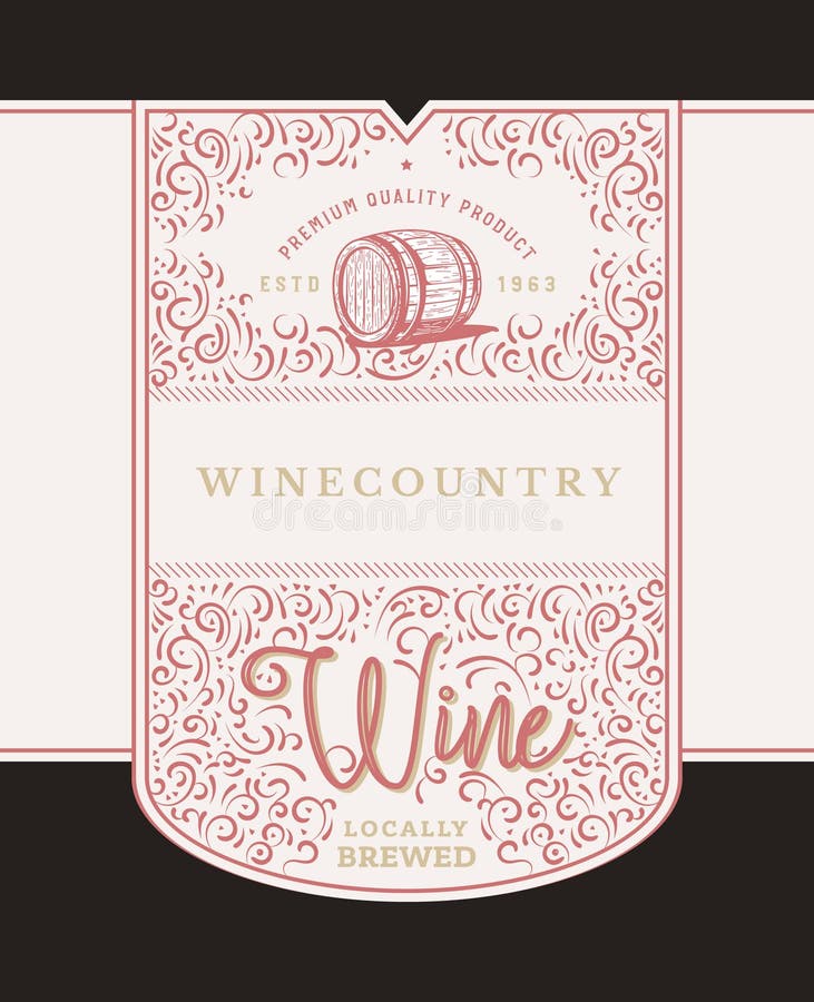 Wine Monogram Label Design with Floral Elements and Ornament Stock ...