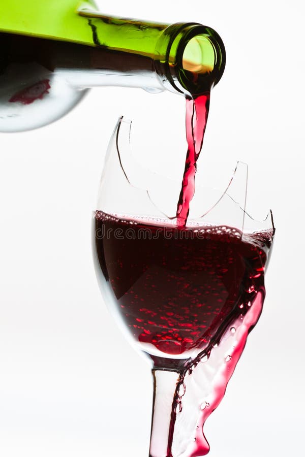 Wine Overflow in the the Broken Glass Stock Image - Image of tasting ...