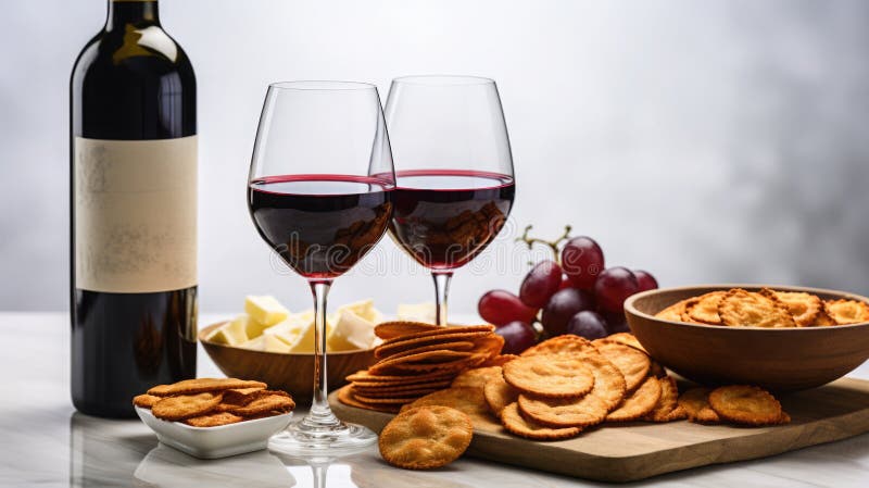 Wine with Potato Chips. Off-the-Wall Culinary Fusion Stock Illustration ...