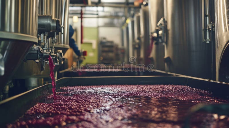 Wine Processing in a Natural Setting with Stainless Steel Tanks and ...