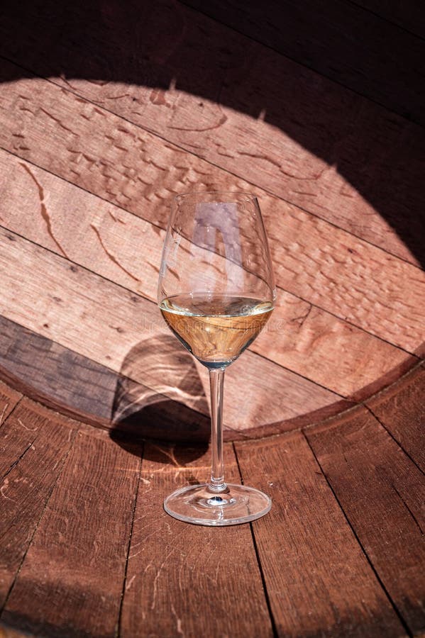 Wine Production in Netherlands, White Wine Tasting Glass Close Up Stock ...