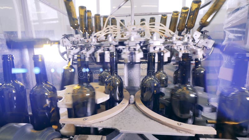 Wine Production Process at a Wine Making Facility. Automated Bottling ...