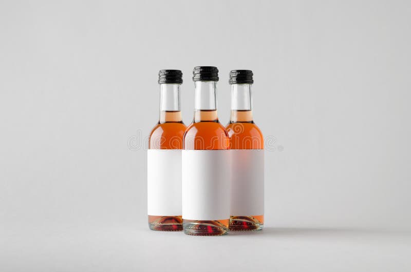 Wine Quarter Mini Bottle Mock-Up - Three Bottles. Blank Label Stock ...
