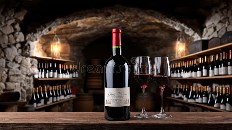 A Wine Rack Filled with Rows of Elegantly Labeled Bottles, the Deep ...