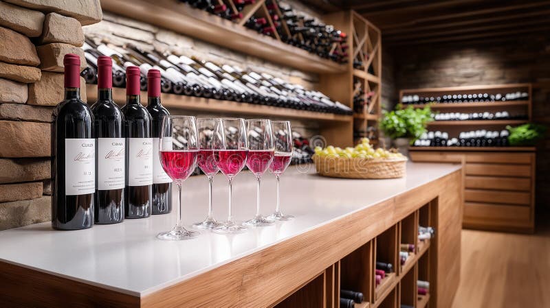 A Wine Rack Filled with Rows of Elegantly Labeled Bottles, the Deep ...