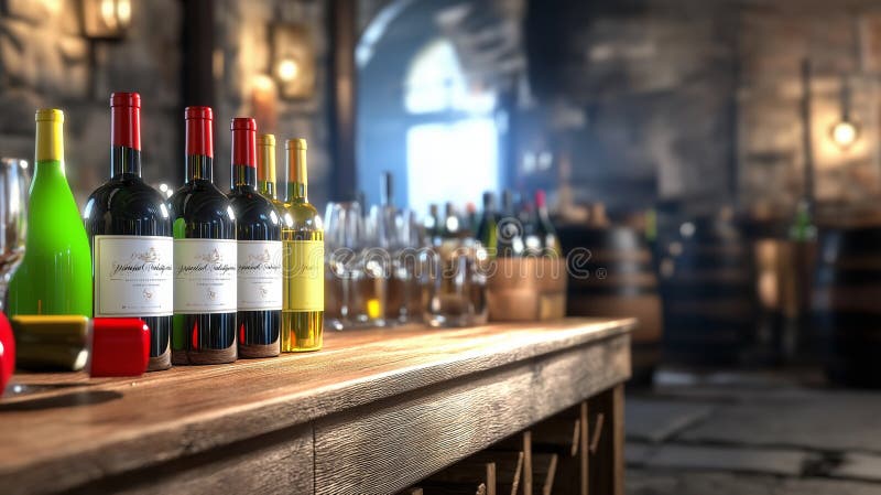 A Wine Rack Filled with Rows of Elegantly Labeled Bottles, the Deep ...