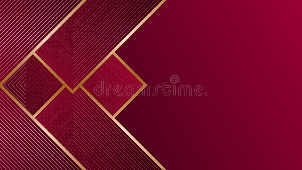 Wine Red Gradient Abstract Background with Gold Pattern, Rhombic Shapes ...