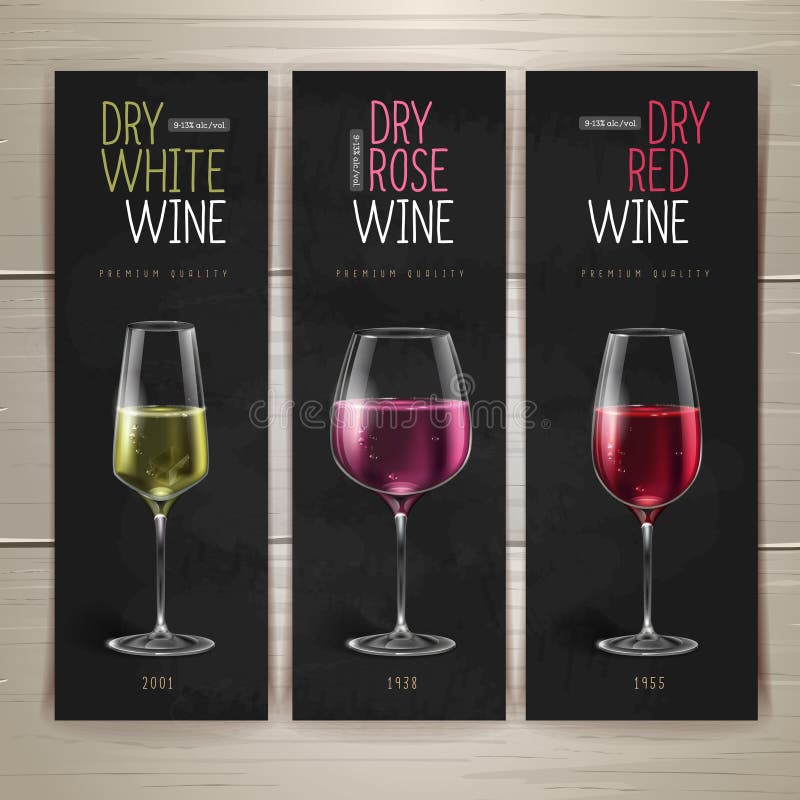 Wine Restaurant Menu Design. Set of Wine Glasses Stock Vector ...